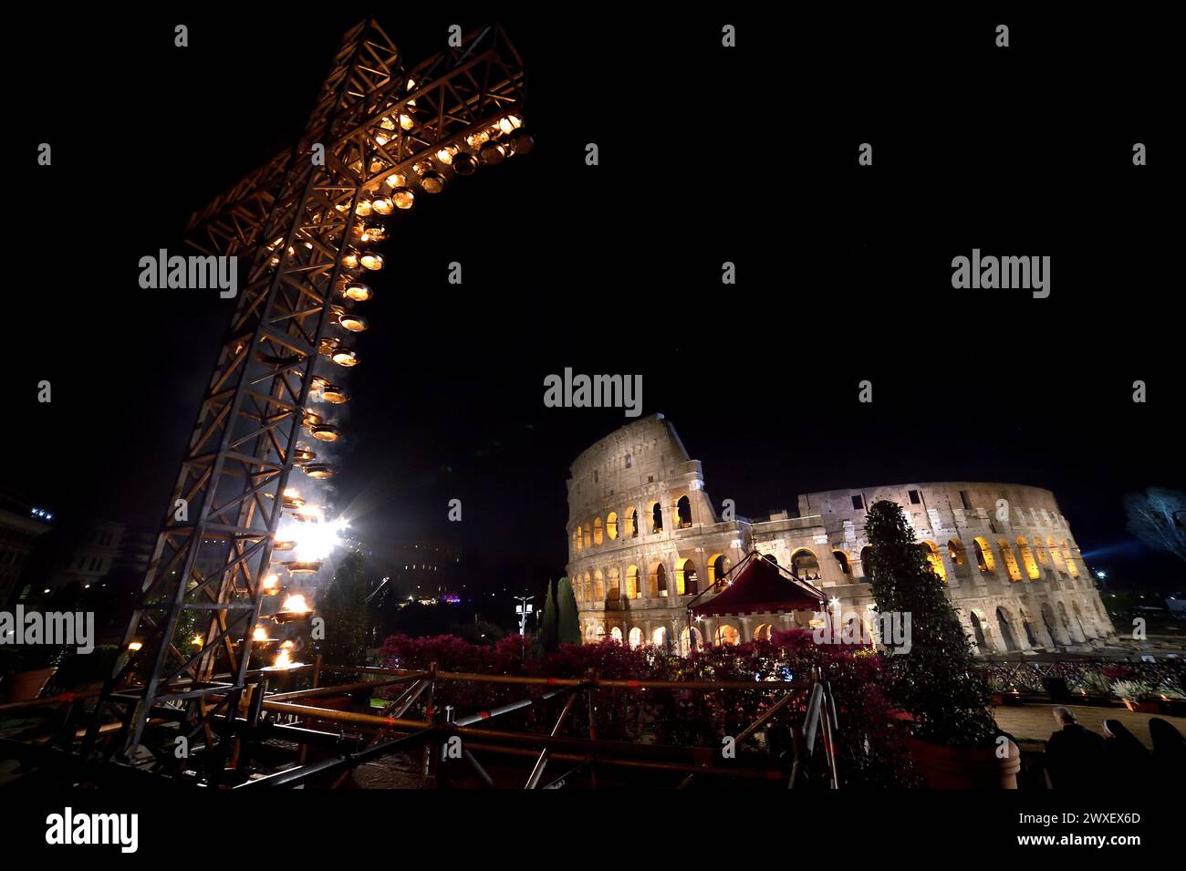 Rome. 29th Mar, 2024. Via Crucis (Way of the Cross) torchlight ...