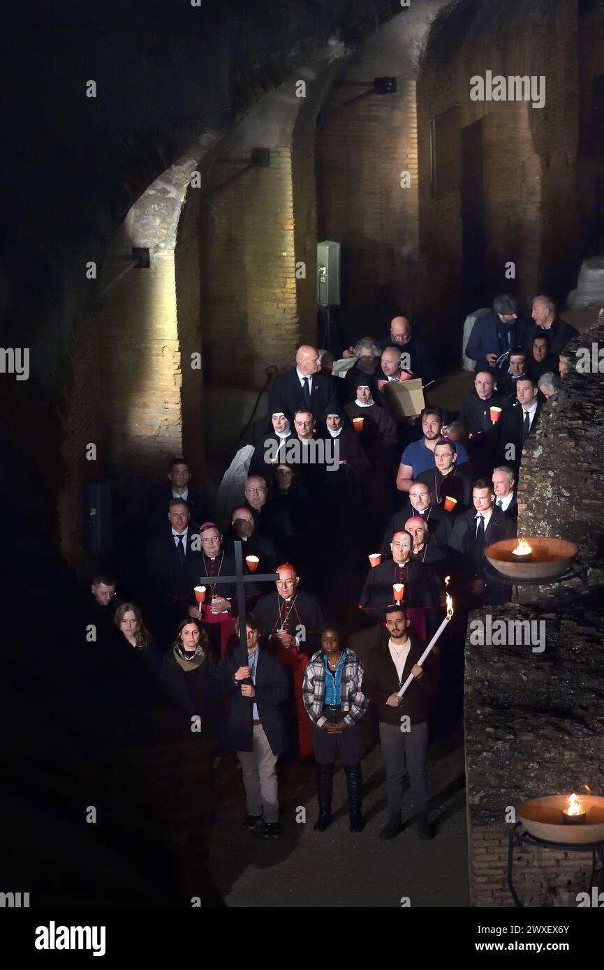 Rome. 29th Mar, 2024. Via Crucis (Way of the Cross) torchlight ...