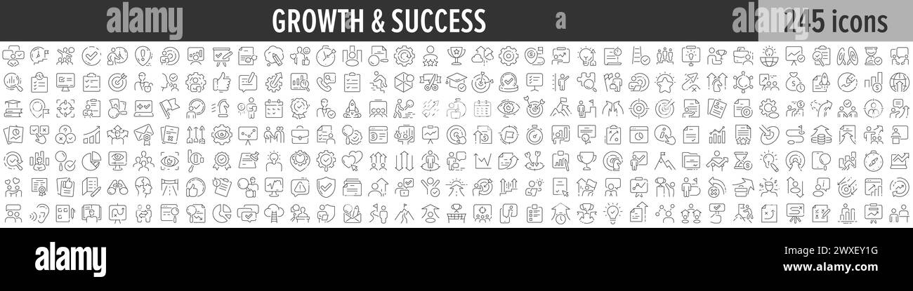 Growth and Success linear icon collection. Big set of 245 Growth and ...