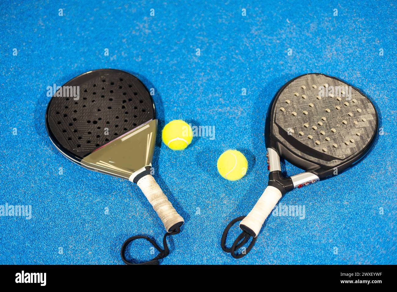 padel tennis racket sport court and balls Stock Photo - Alamy