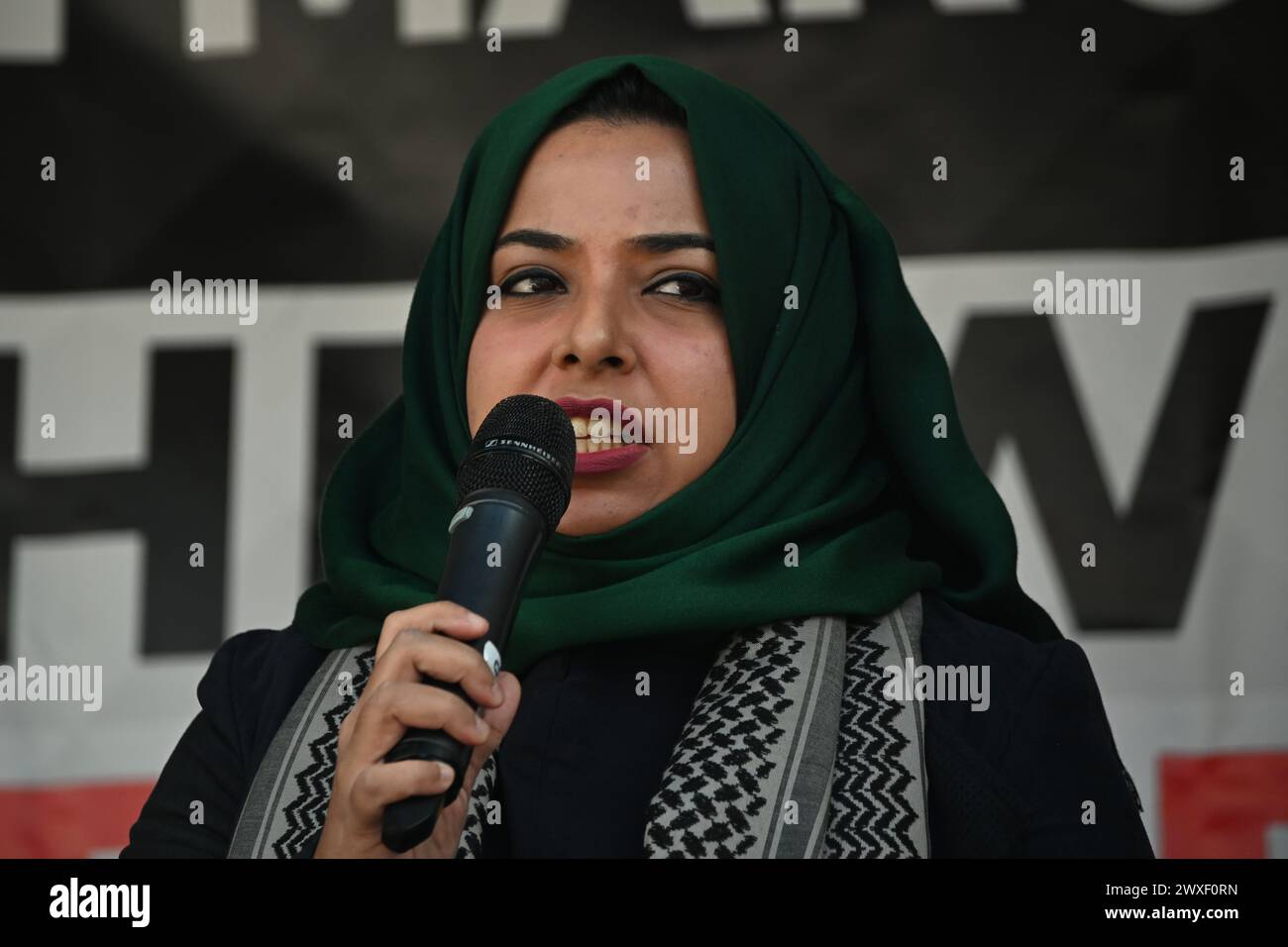 London, UK. 27th Mar, 2024. Speaker Apsana Begum is a MP at the rally ...