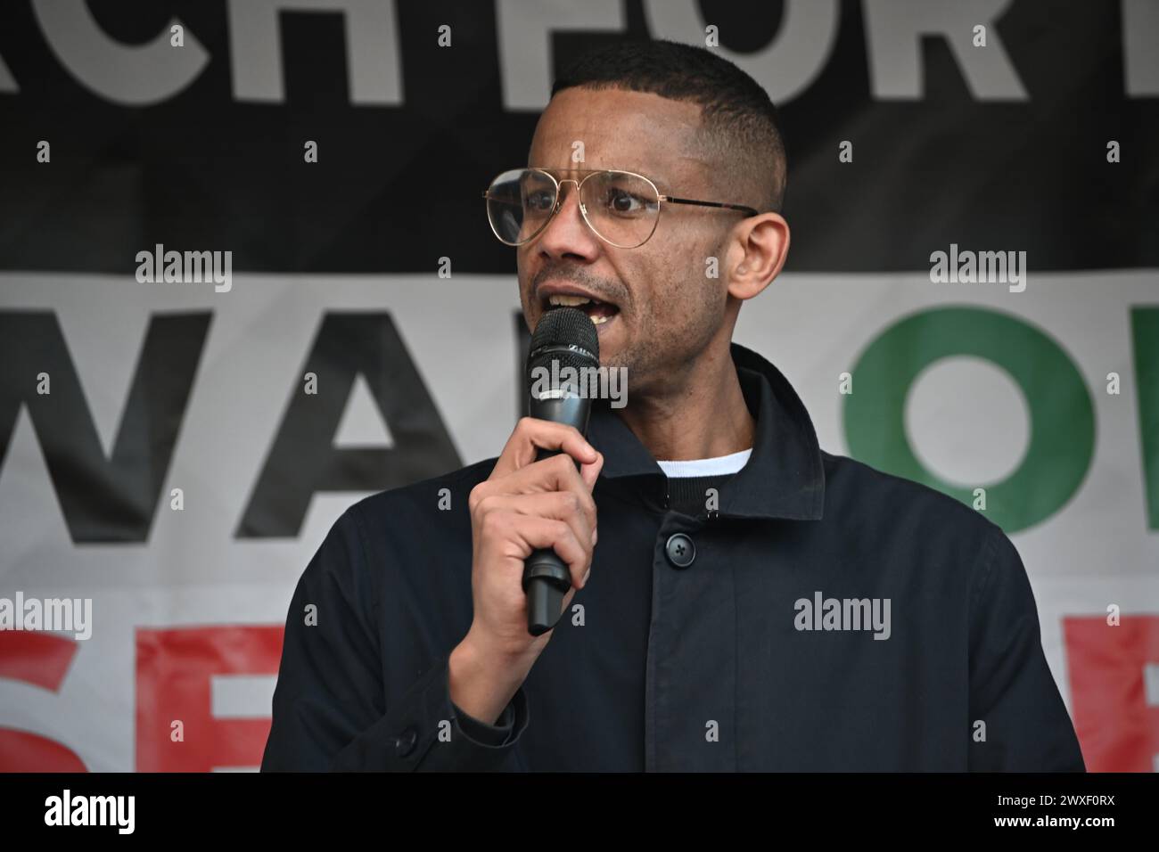 London, UK. 27th Mar, 2024. Speaker NEU General Secretary Daniel Kebede ...