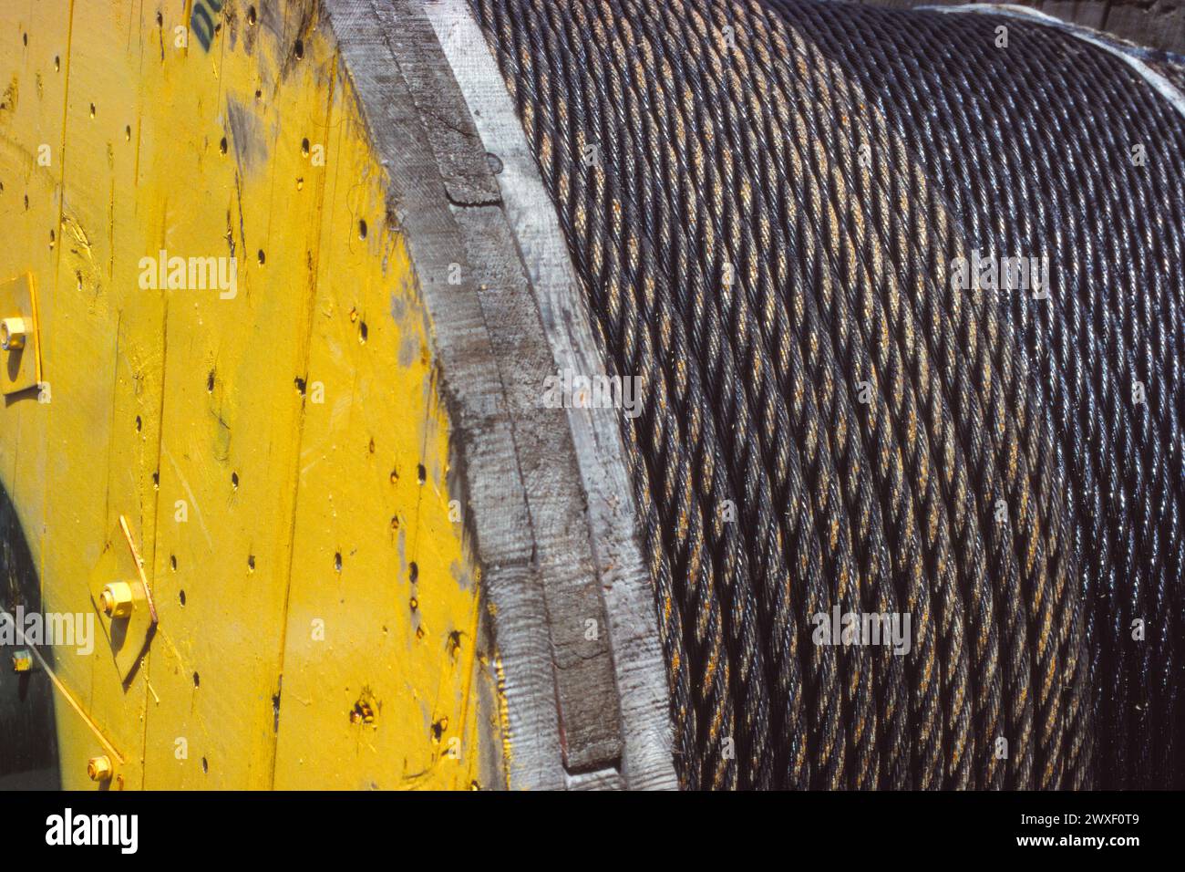 Steel cable wrapped around a large spool or reel Stock Photo - Alamy