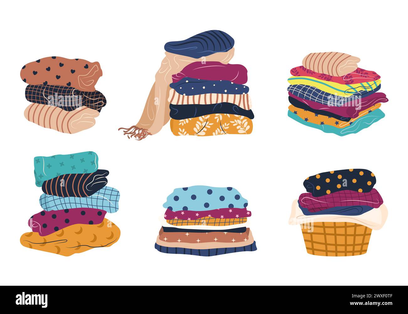 Set with stack of clean and ironed items of clothing Stock Vector Image ...