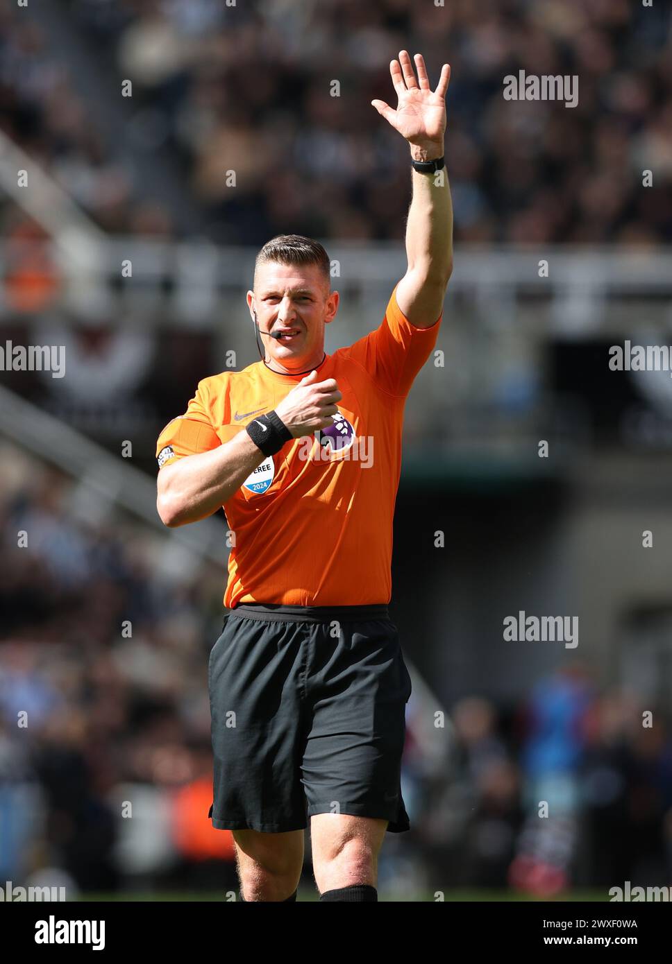 Newcastle Upon Tyne, UK. 30th Mar, 2024. Referee Rob Jones during the ...