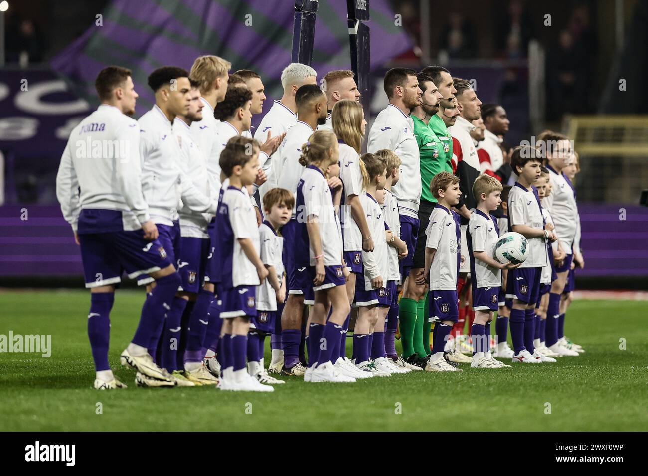 Brussels, Belgium. 30th Mar, 2024. Anderlecht's players pictured at the ...