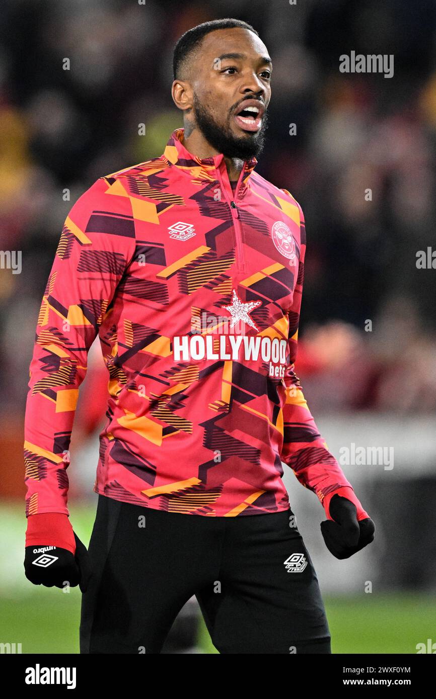 Ivan Toney of Brentford in the pregame warmup session during the ...