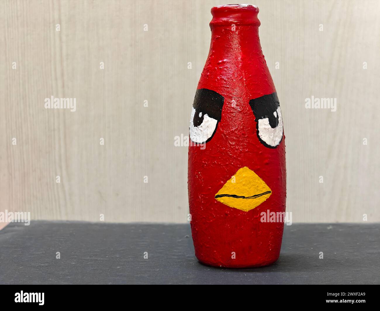 angry birds charecter made using bottle and paint Stock Photo - Alamy