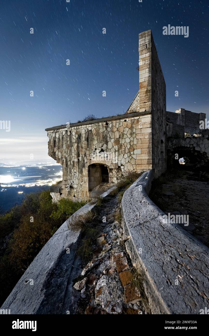Casemates and walls of Fort Mollinary at night. Sant'Ambrogio di ...