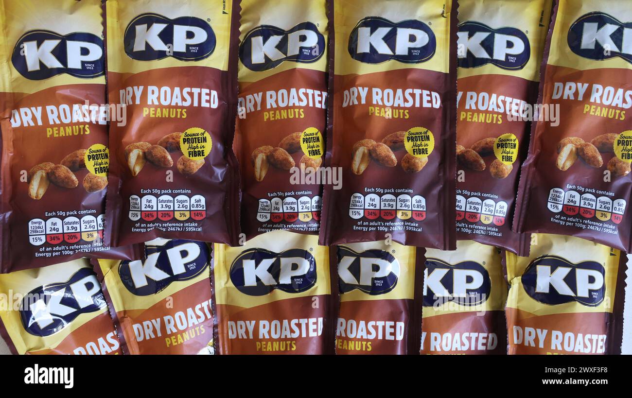 Packets of KP dry roasted peanuts Stock Photo - Alamy
