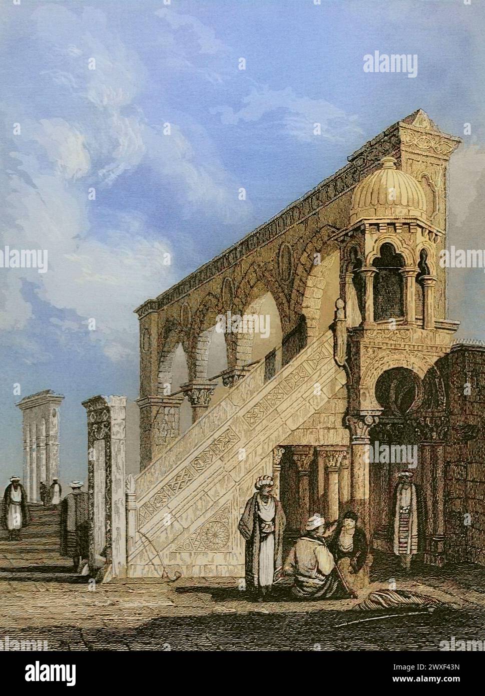 Jerusalem. Pulpit on the platform of the Mosque of Omar. Engraving by ...