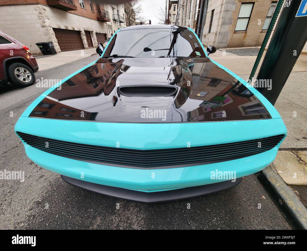 New York City, USA - March 10, 2024: Dodge Challenger 2012 tuned sport ...