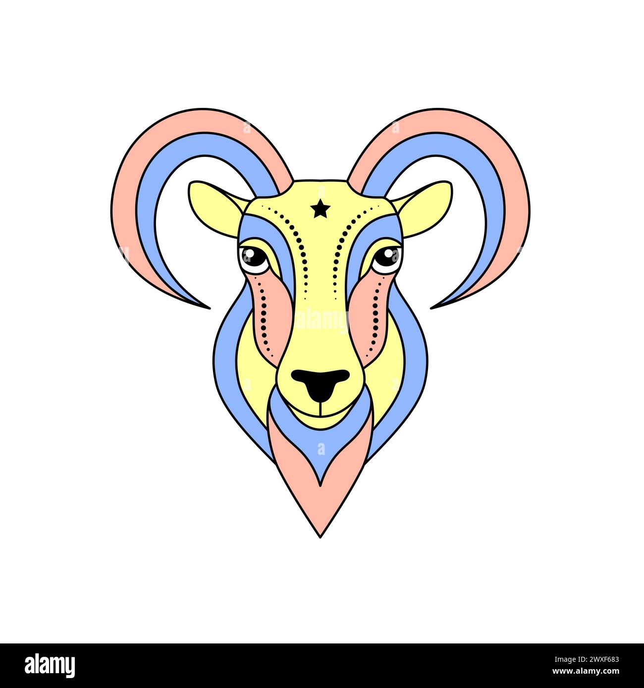 Aries zodiac sign in line art style Stock Vector Image & Art - Alamy