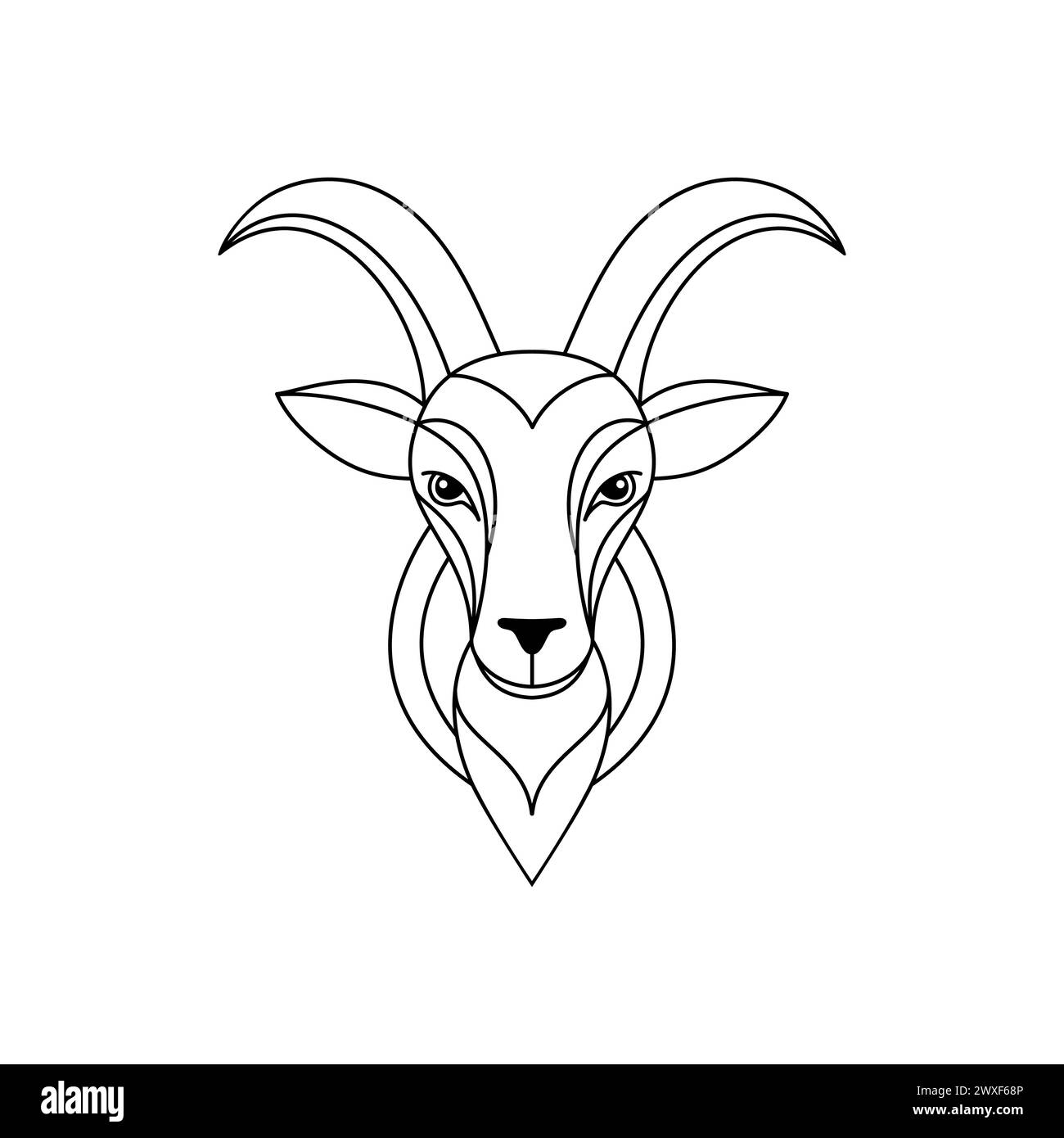 Capricorn Zodiac Sign In Line Art Style Stock Vector Image And Art Alamy