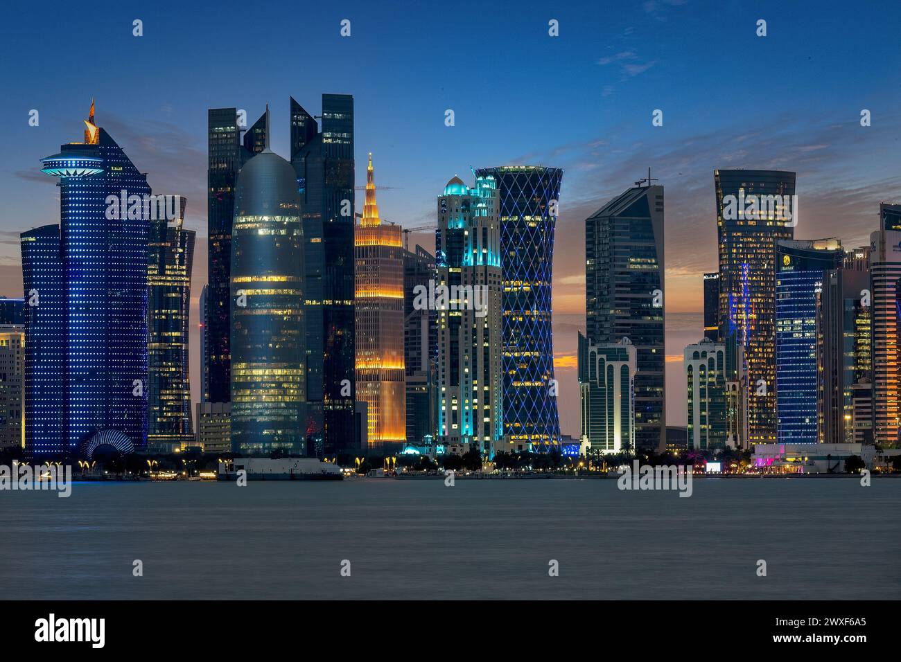Beautiful Doha Skyline sunset sunrise Stock Photo - Alamy