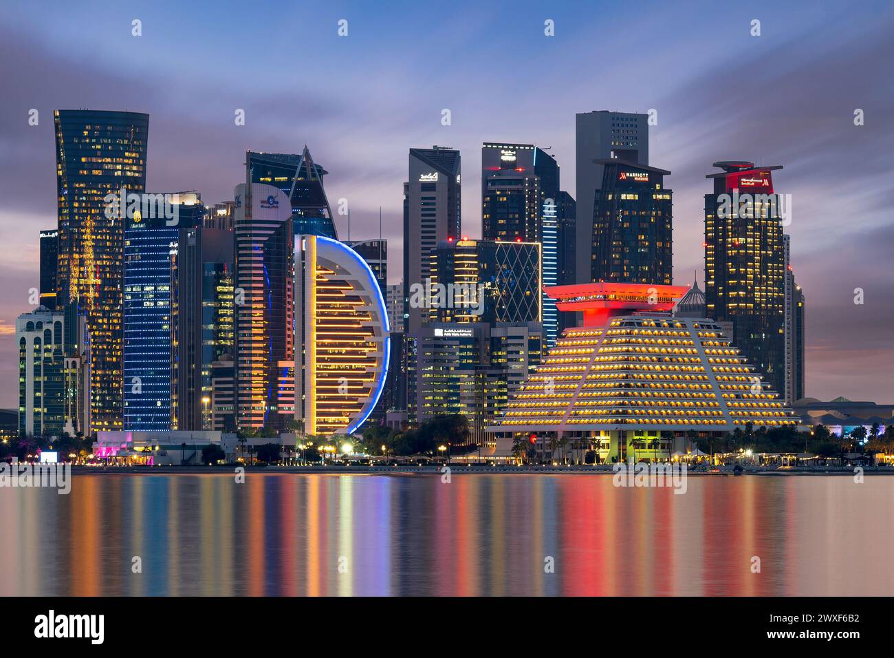 Beautiful Doha Skyline sunset sunrise Stock Photo - Alamy