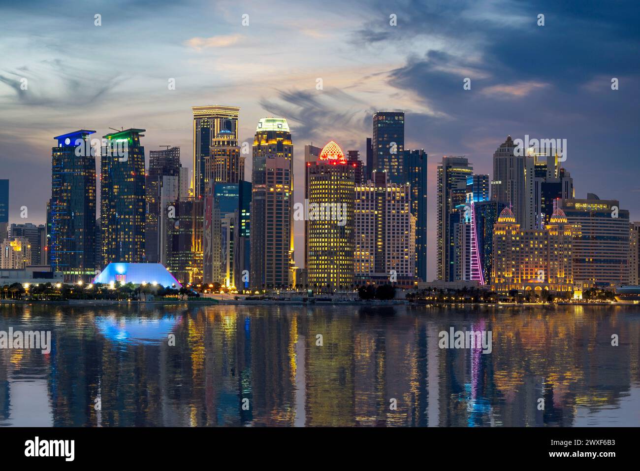 Beautiful Doha Skyline sunset sunrise Stock Photo - Alamy