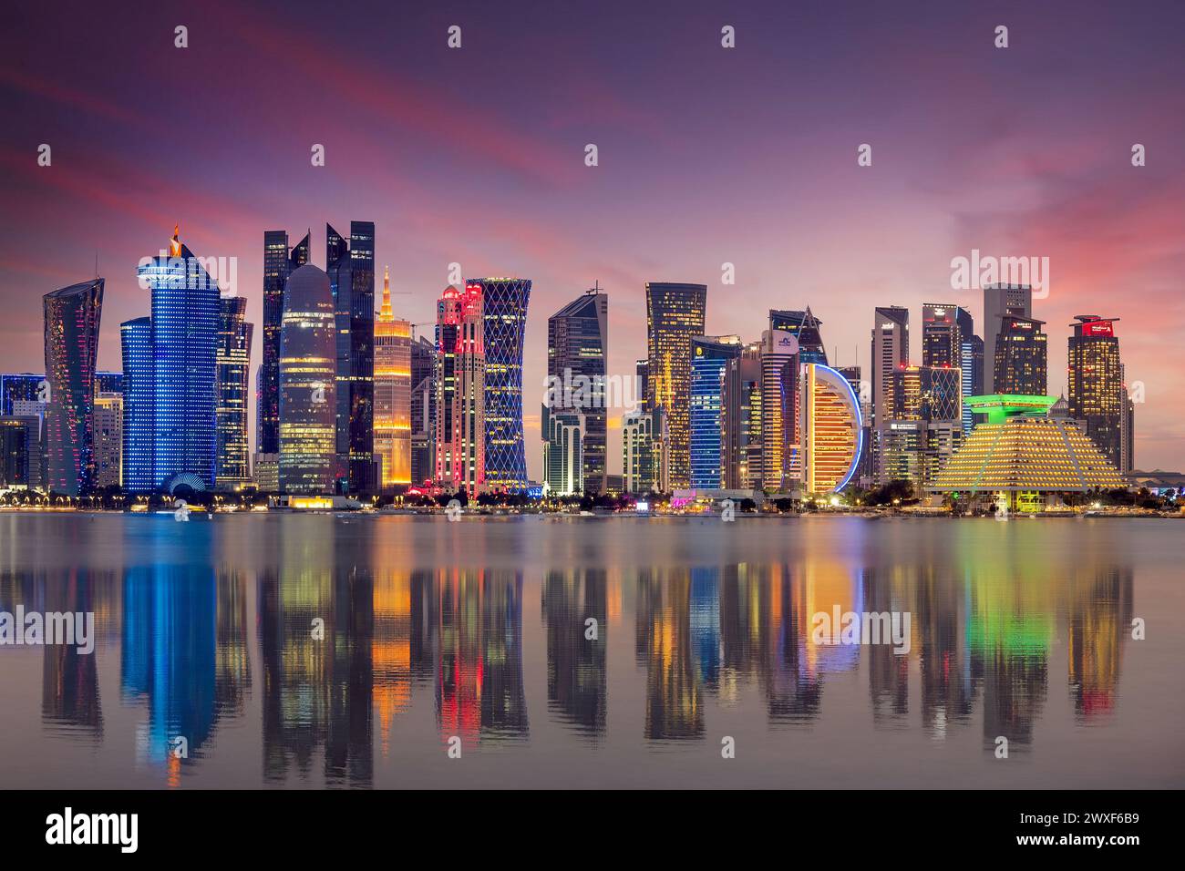 Beautiful Doha Skyline sunset sunrise Stock Photo - Alamy