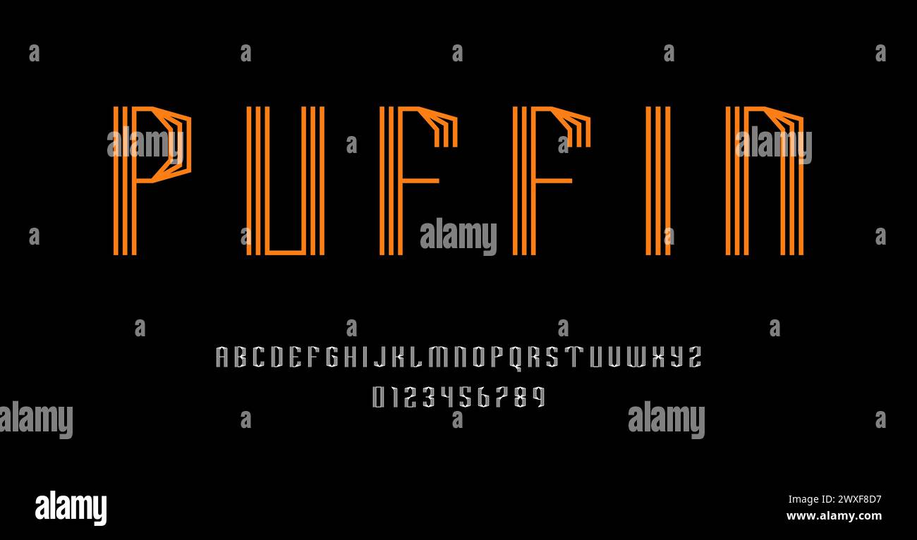 Set of alphabets font letters and numbers modern abstract design with ...