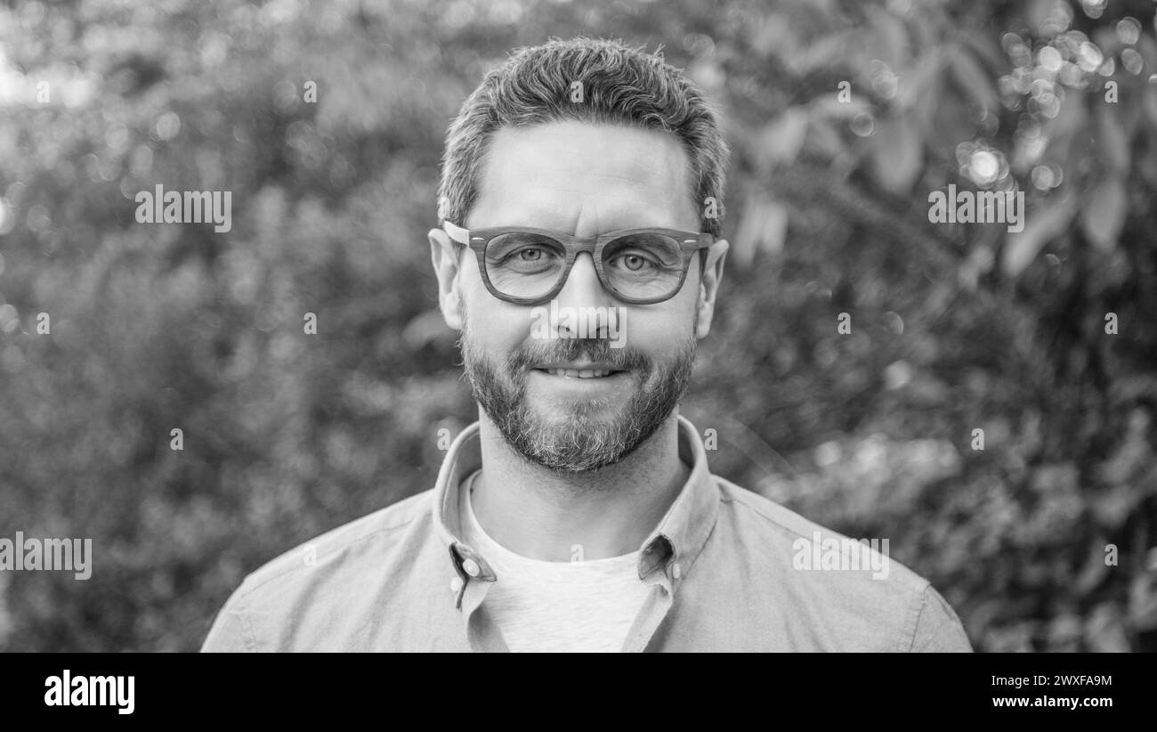 Cheerful Man Look In Glasses For Eyesight Photo Of Man Look In Glasses