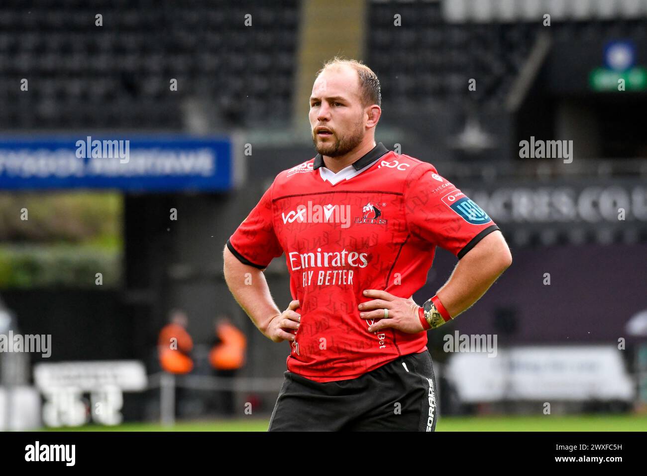 Swansea, Wales. 30 March 2024. PJ Botha of Emirates Lions during the ...
