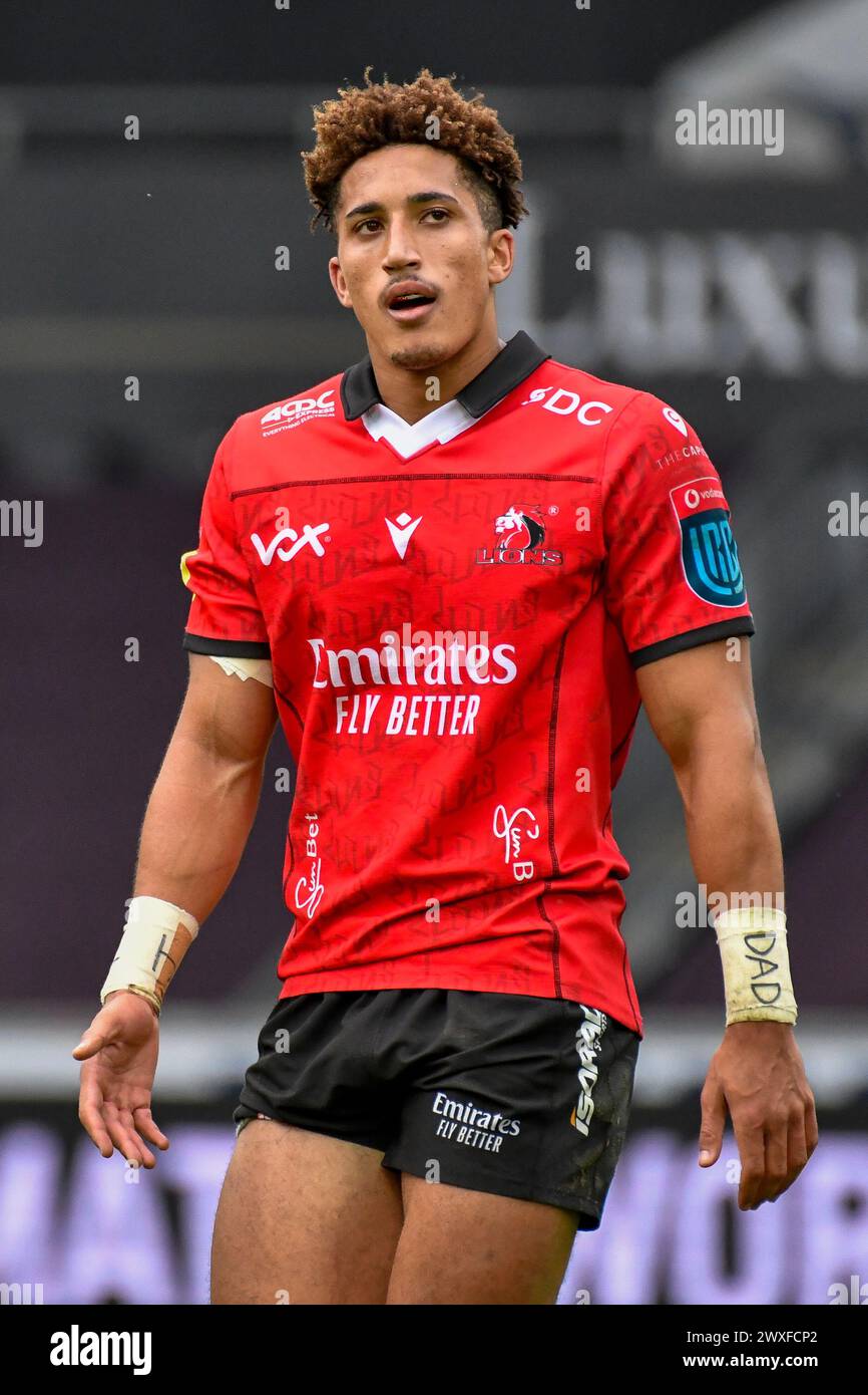 Swansea, Wales. 30 March 2024. Jordan Hendrikse of Emirates Lions ...