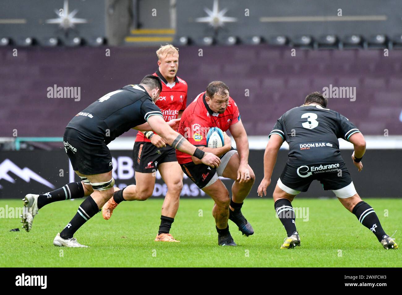 Swansea, Wales. 30 March 2024. JP Smith of Emirates Lions in action ...
