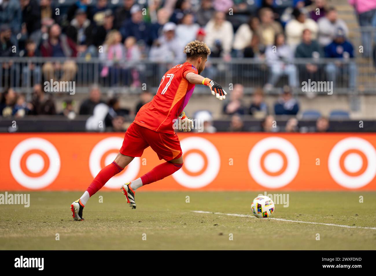 March 30, 2024: Minnesota United FC Goalie Dayne St. Clair (97) kicks ...