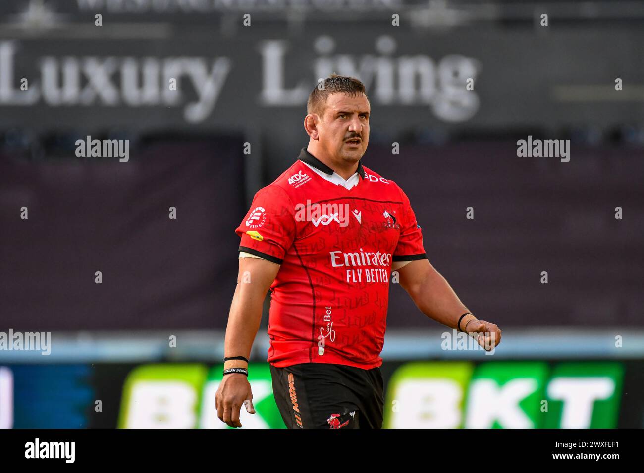 Swansea, Wales. 30 March 2024. Ruan Dreyer of Emirates Lions during the ...