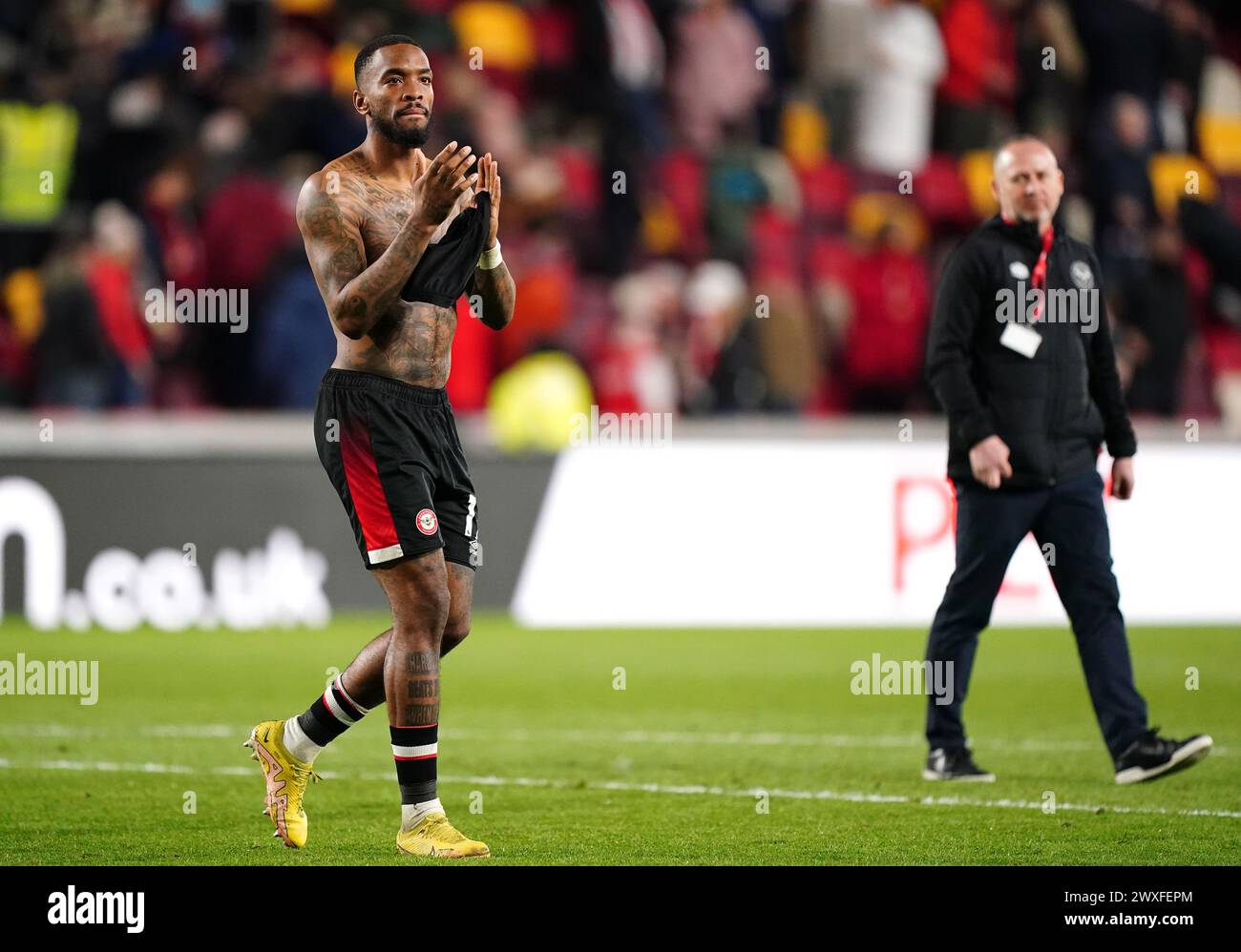 Brentford's Ivan Toney applauds the fans following the Premier League ...