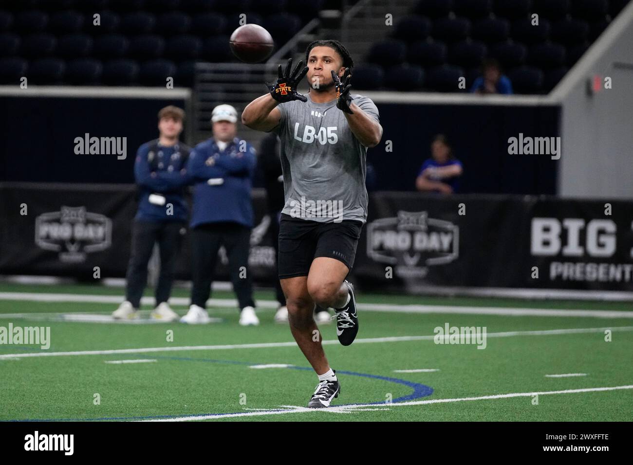 Gerry Vaughn, of Iowa State, participates in drills during the Big 12 ...