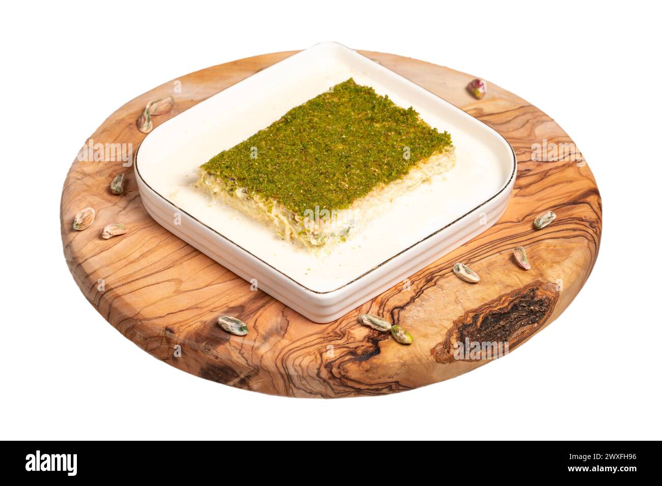 Kadayif dessert with pistachio and milk. Cold kadayif with chocolate ...
