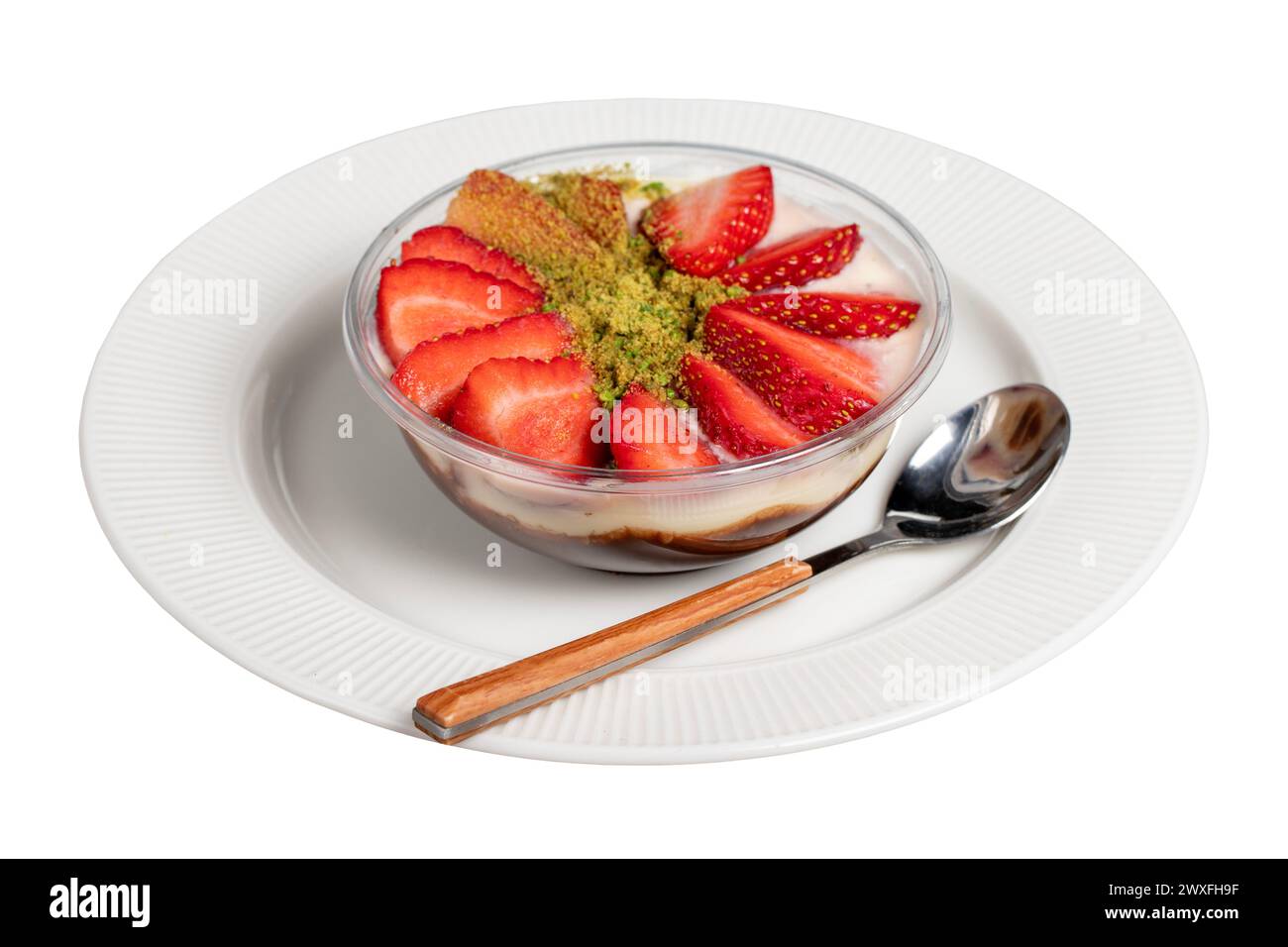 Strawberry magnolia dessert. Strawberry pudding dessert isolated on ...
