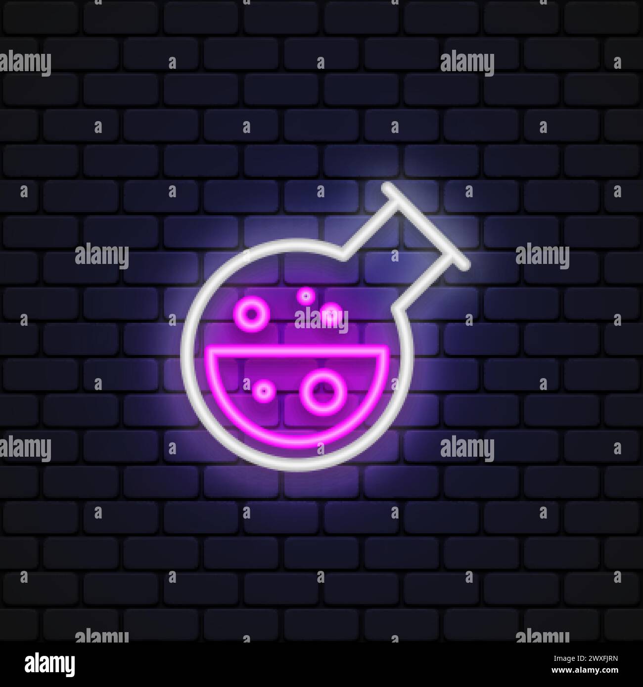 Chemistry neon banner. Chemistry lab line icon. Laboratory flask sign ...