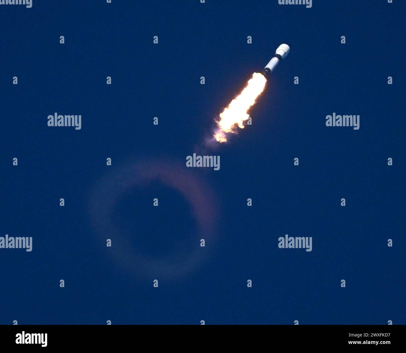 Kennedy Space Center, Florida, USA. 30th Mar 2024. A SpaceX Falcon 9 rocket launches the ...