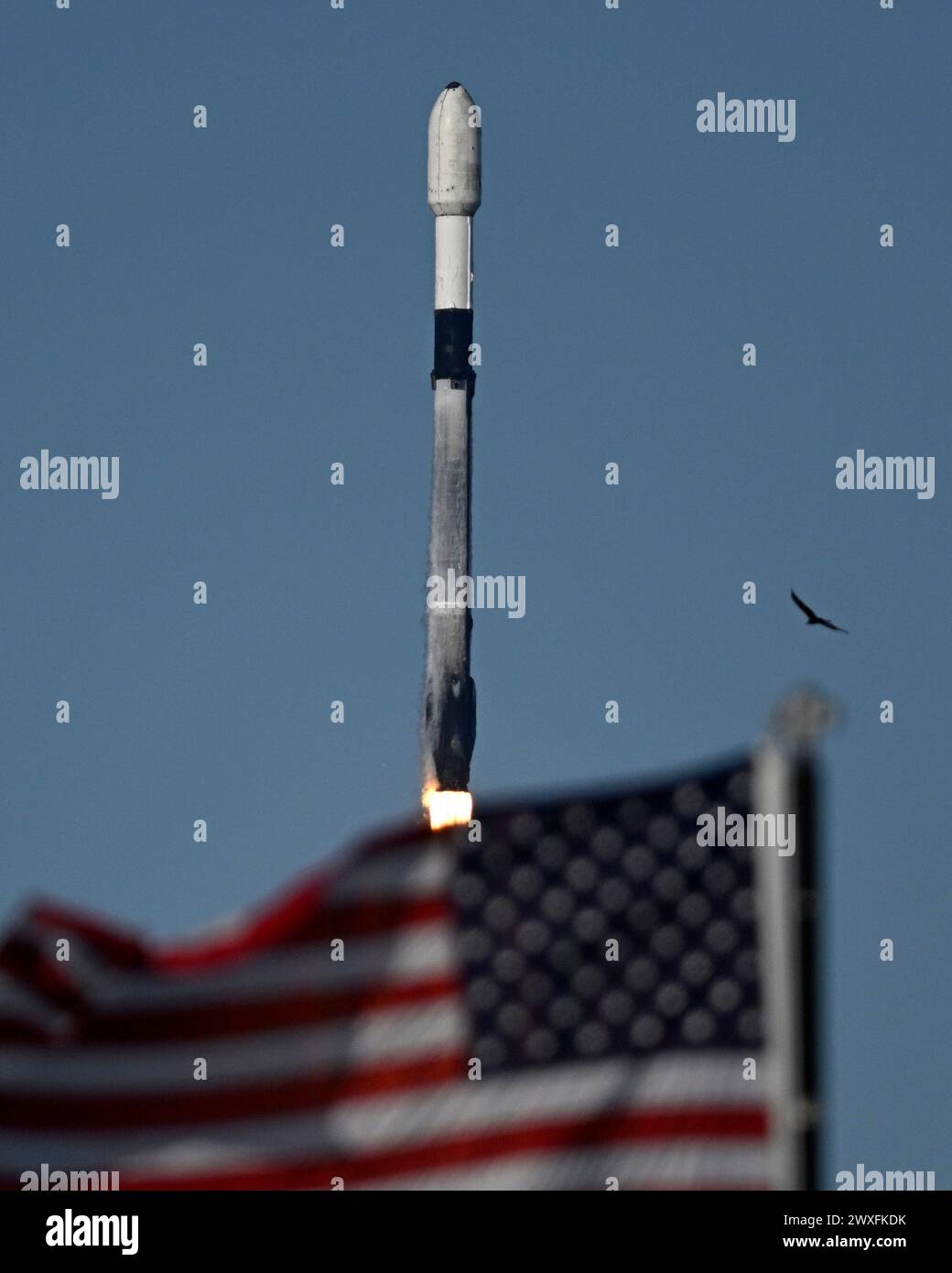 Kennedy Space Center, Florida, USA. 30th Mar 2024. A SpaceX Falcon 9 rocket launches Eutelsat ...