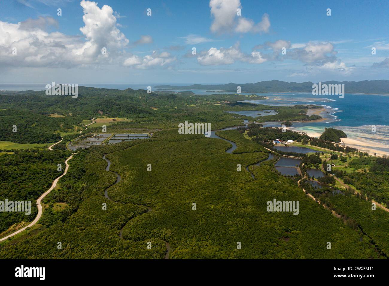 Aerial view of islands and blue ocean. Luzon, Santa Ana, Cagayan ...