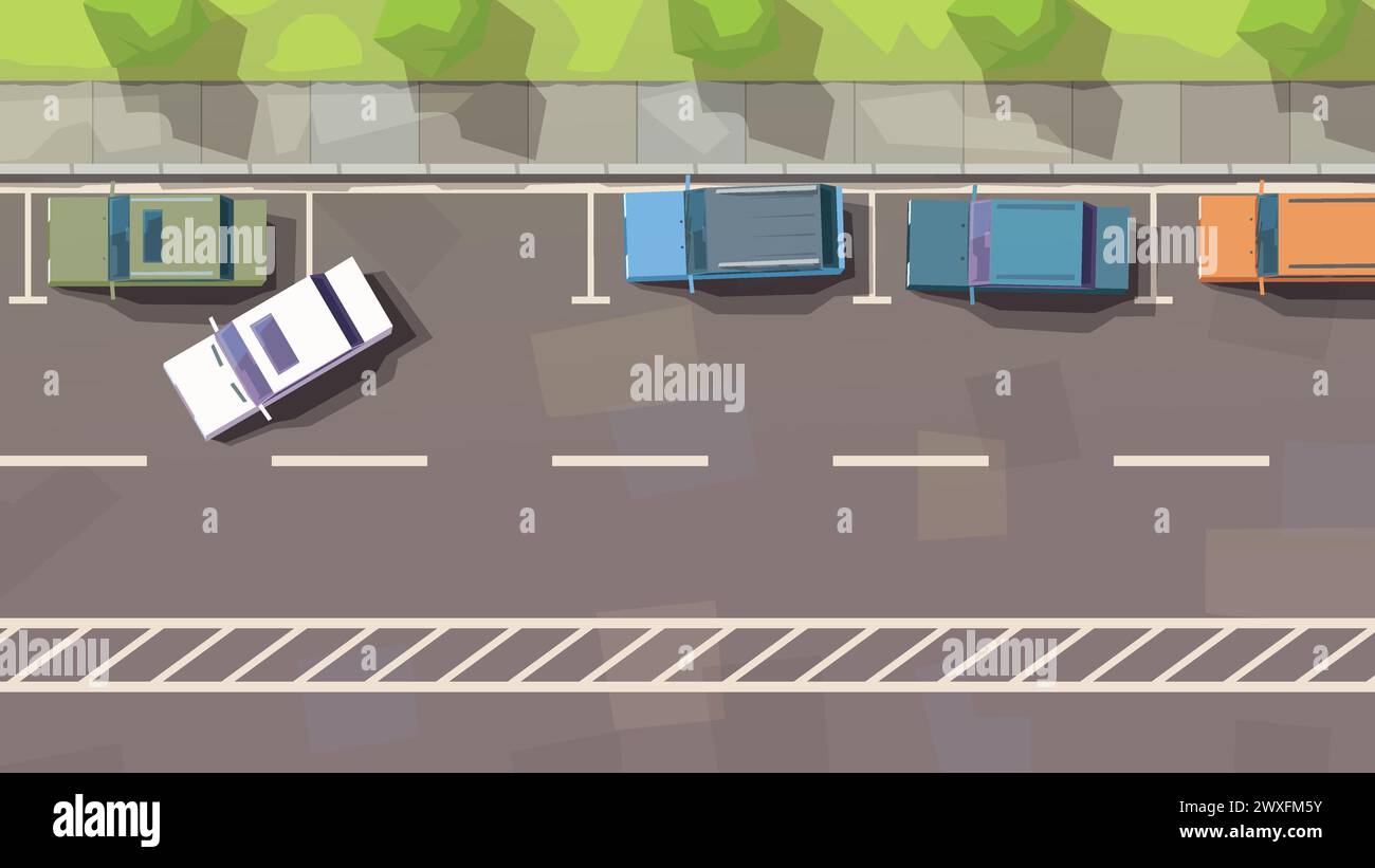 wide street with parking area top view Stock Vector Image & Art - Alamy