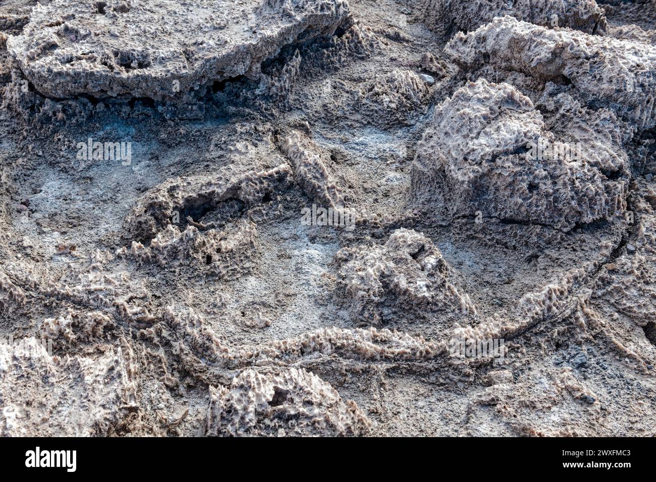 Details of the salt formations on the ground at Devil's Golf Course in ...