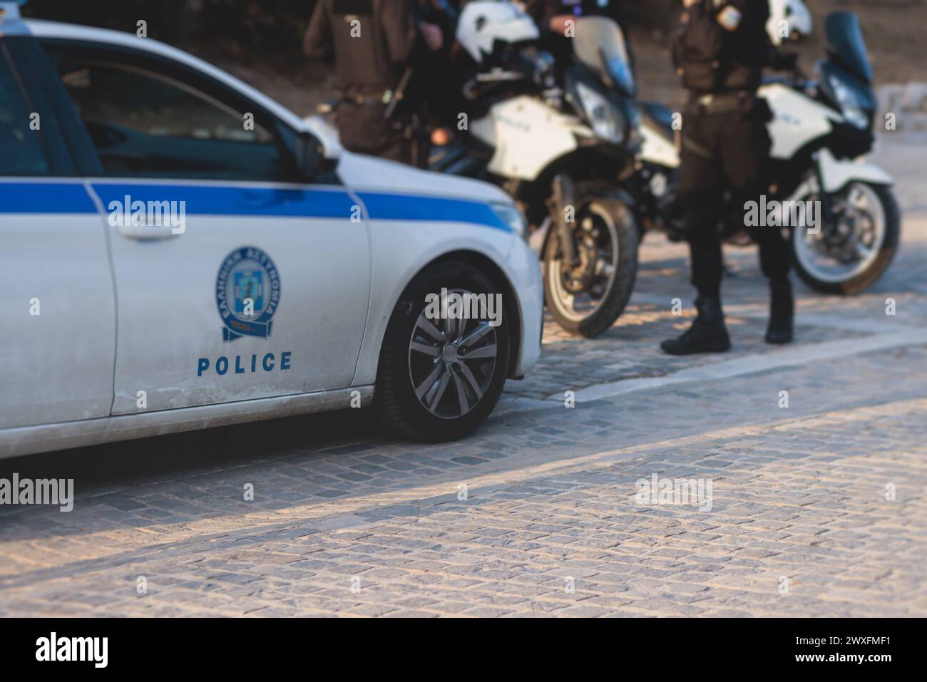 Hellenic Police with "Greek Police" logo emblem on uniform, Greek ...