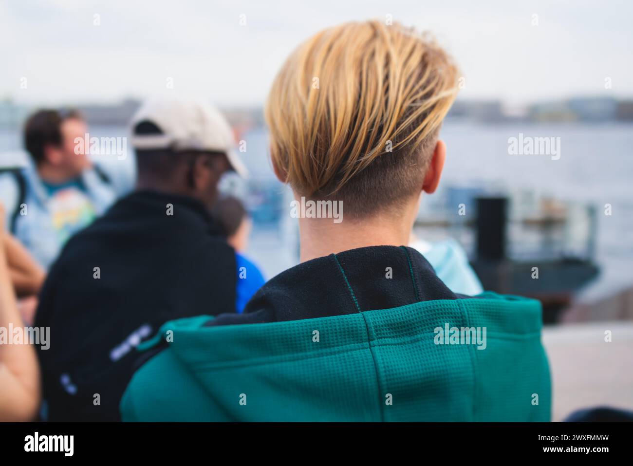 Group of students and school pupils on outdoor excursion tour in the ...