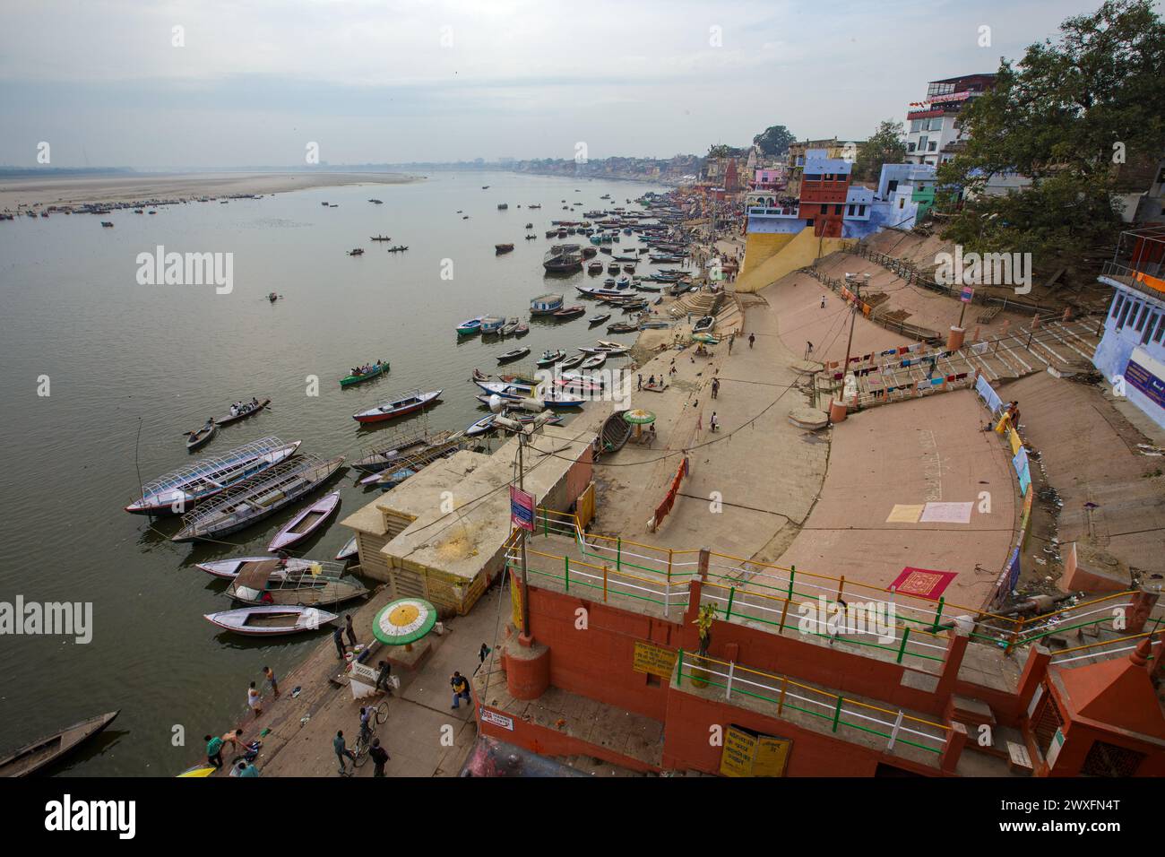 Panoramic view of the Ganges River at Varanasi, India Stock Photo - Alamy