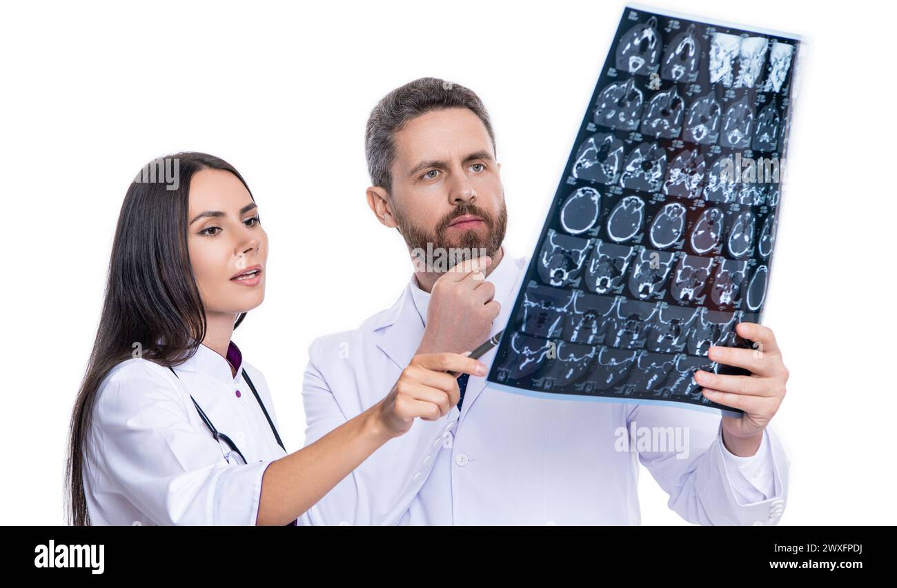 Doctor and Radiologist Discuss Diagnosis with mri scan. doctor give ...