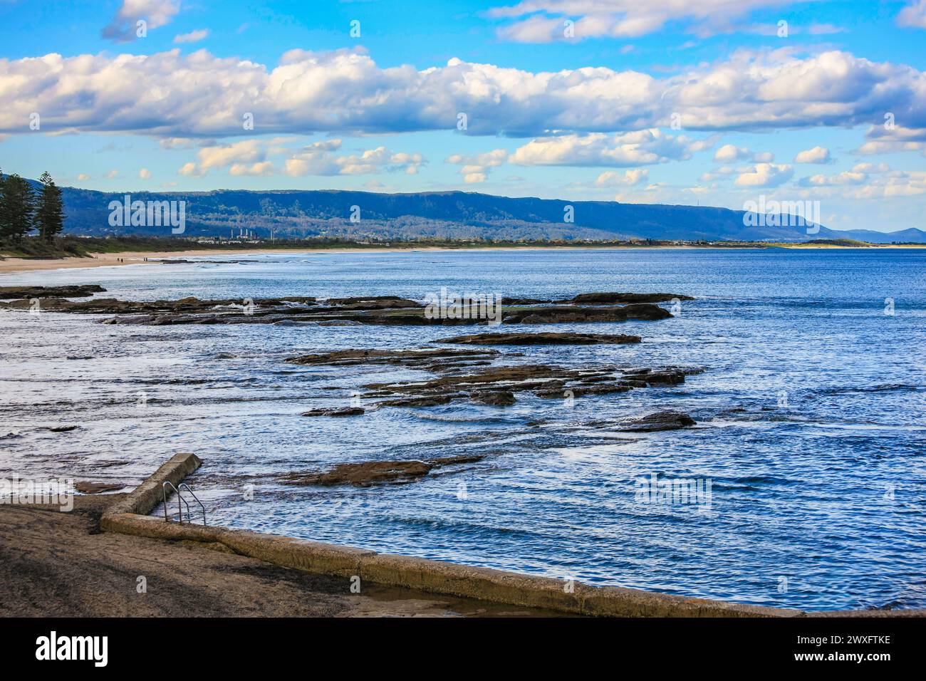 North Wollongong Beach rock pools. Shallow tidal pools away from the ...