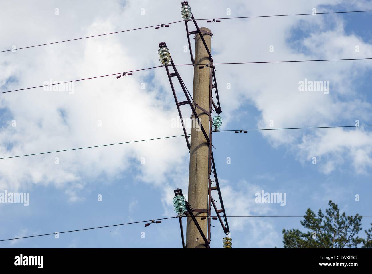 High voltage power line pole and wires Stock Photo - Alamy
