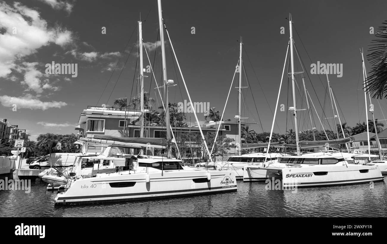 Miami, Florida USA - March 25, 2023: miami summer harbour with ...