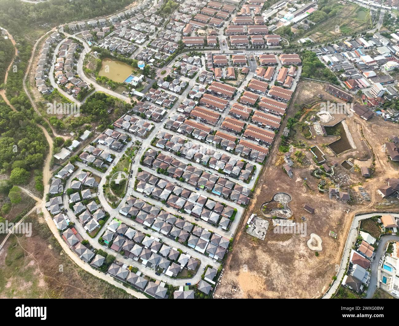 New development real estate. Aerial view of residential houses and ...