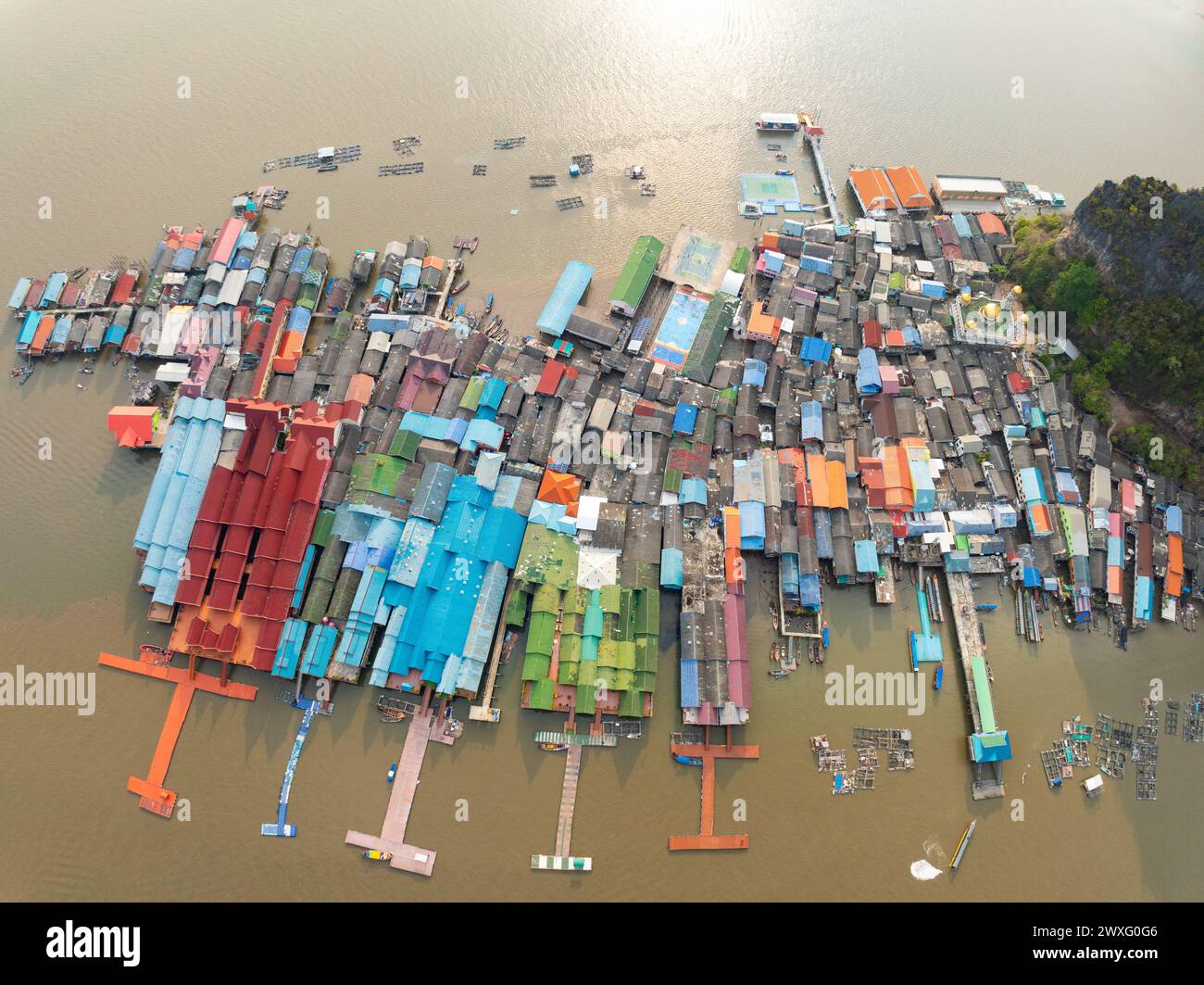 Aerial view of Panyee island in Phang Nga Thailand,High angle view ...
