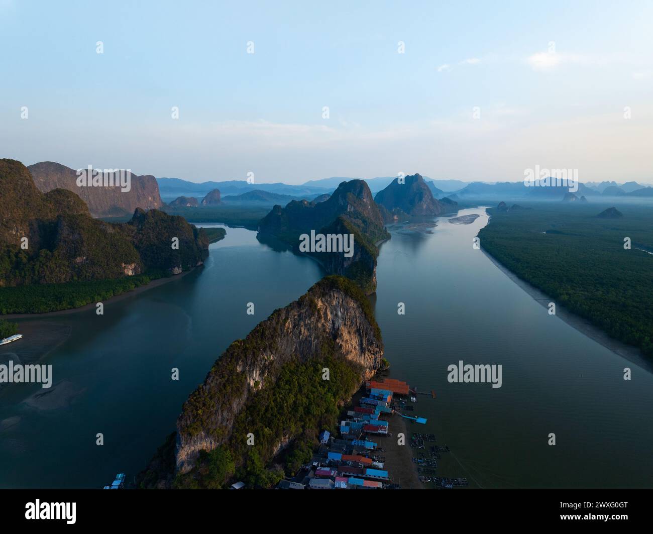Aerial view of Panyee island in Phang Nga Thailand,High angle view ...