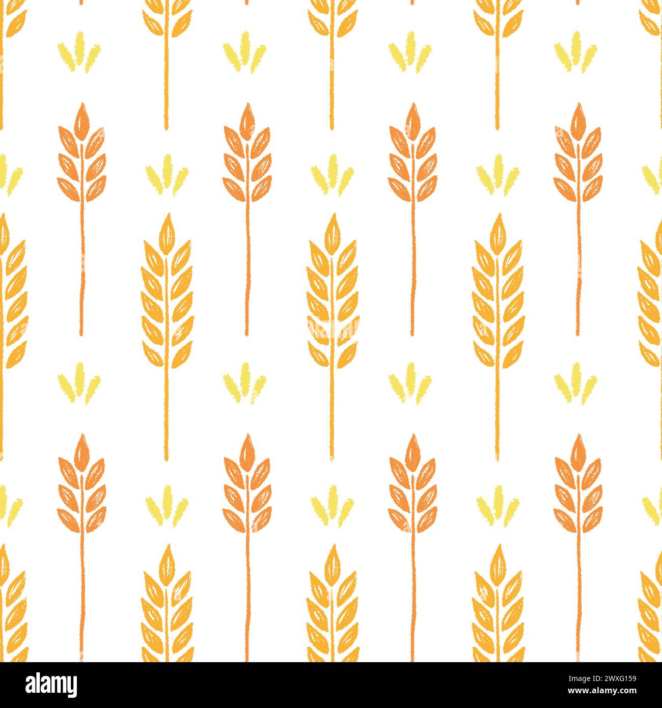 Wheat brush texture seamless pattern background. Hand drawn crayon ...